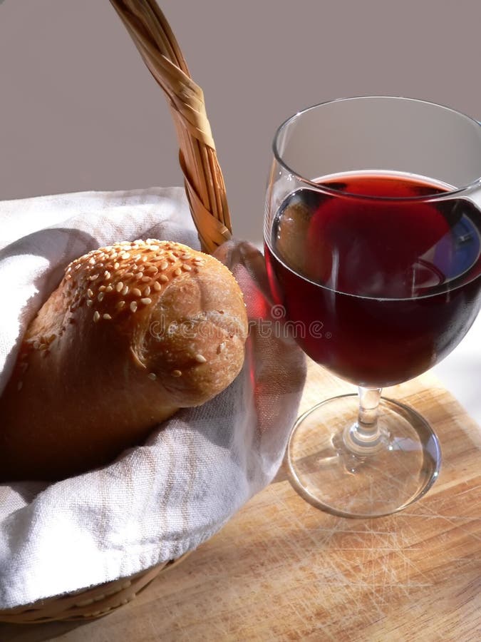 Wine and Bread stock image. Image of towel, hospitality - 1003027
