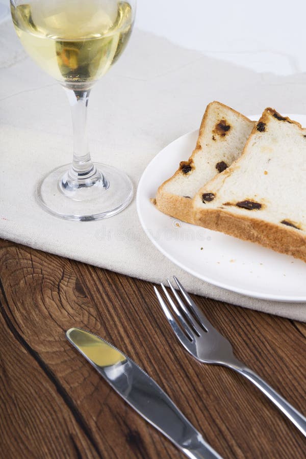 Wine and bread stock photo. Image of bread, breakfast - 80965826