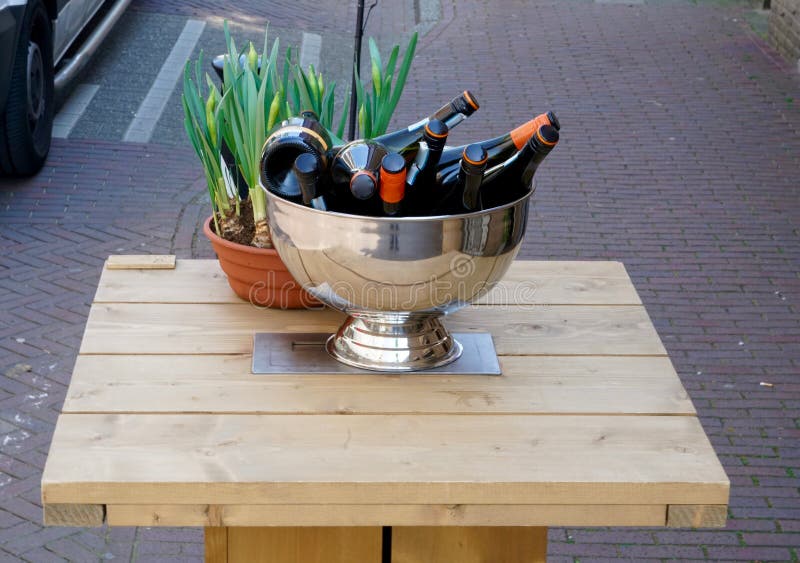 Wine bucket stock image. Image of party, bottle, table - 71357275