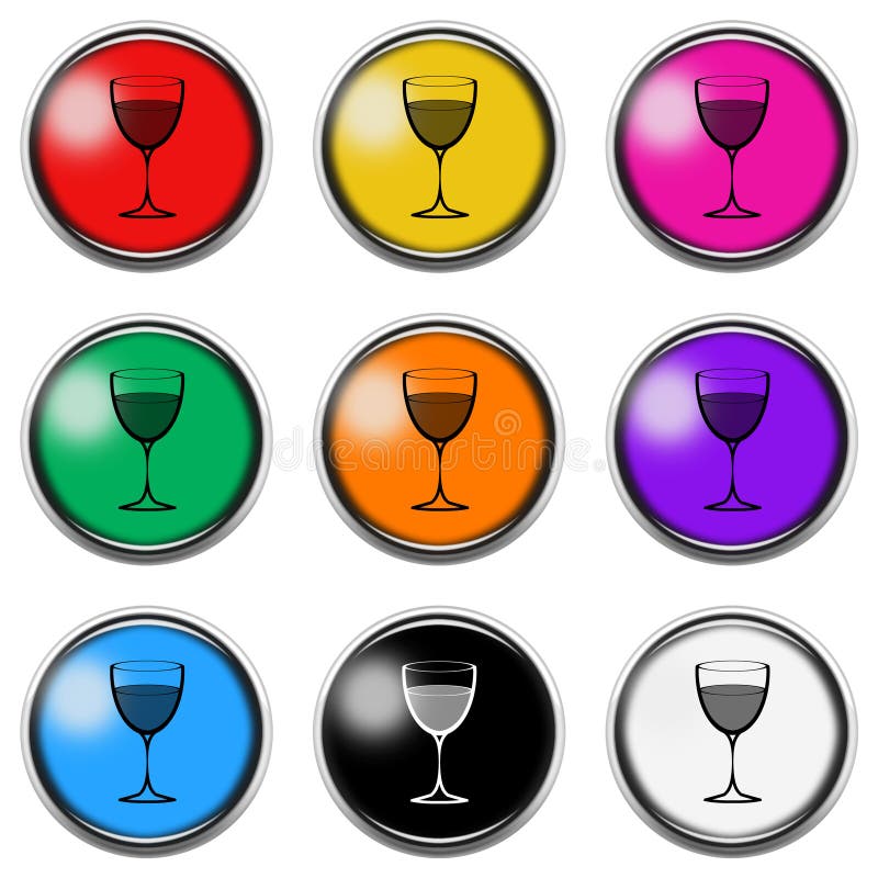 Wine Button Icon Set with Clipping Path 3d Illustration Stock ...