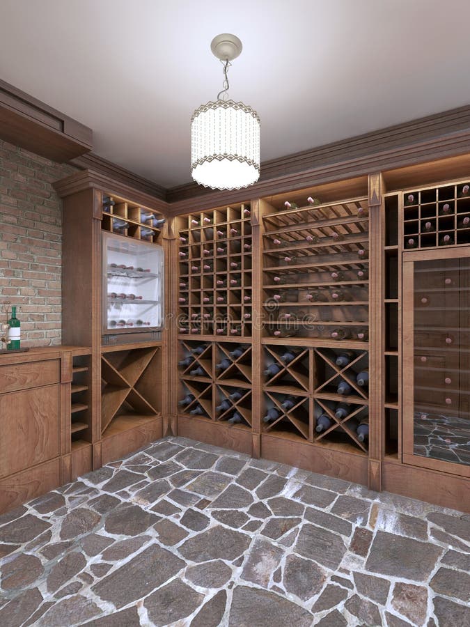 Cellar House, Illustration Interior Wooden Room with Halloween Symbols ...