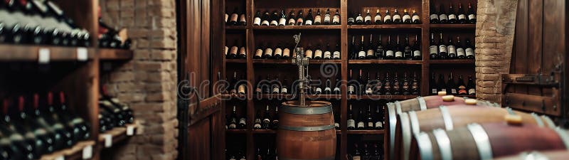 A Wine Cellar with Many Barrels and Bottles Stock Illustration ...