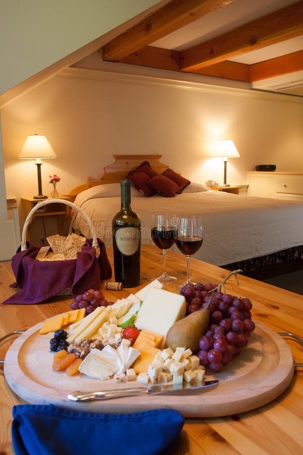 Wine and Cheese in a Luxurious Hotel Room. Stock Image - Image of ...