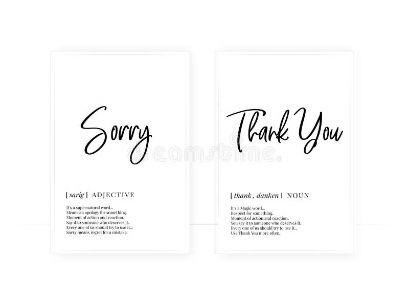 Sorry and Thank You Definition, Vector Stock Vector - Illustration of ...