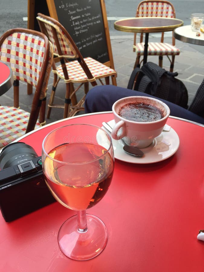 Wine and coffee editorial image. Image of cafe, paris - 71180960