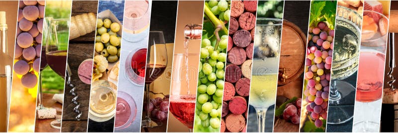 Wine Collage. Wine Glasses and Grapes, a Drinks Layout for a Restaurant ...