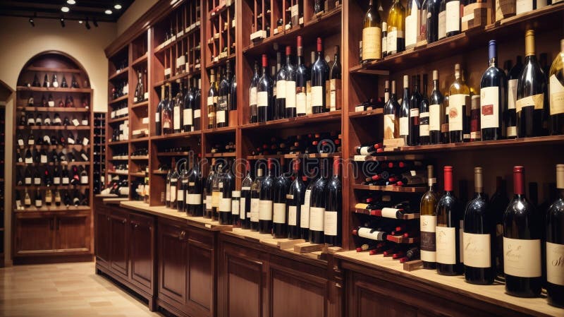 Wine Collection in Elite Wine Store Different Stock Illustration ...
