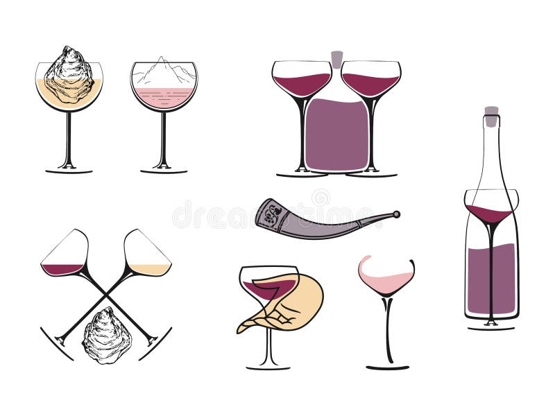 Wine Concept Collection for a Logo on a White Background Stock Vector ...
