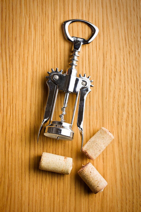 Wine cork and corkscrew stock image. Image of cork, material - 29334675