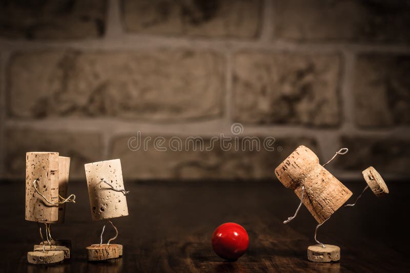 Wine Cork Figures, Concept Bowling Stock Photo - Image of life, tale ...
