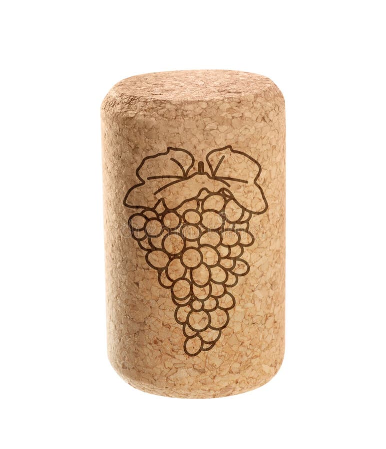 Wine Cork with Grape Image Isolated on White Stock Image - Image of ...