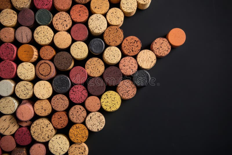 Wine Corks are Arranged in a Circle on a Black Background Stock Image ...