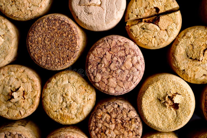 Wine Corks of Different Sizes, Standing Upright on an Old Wooden ...