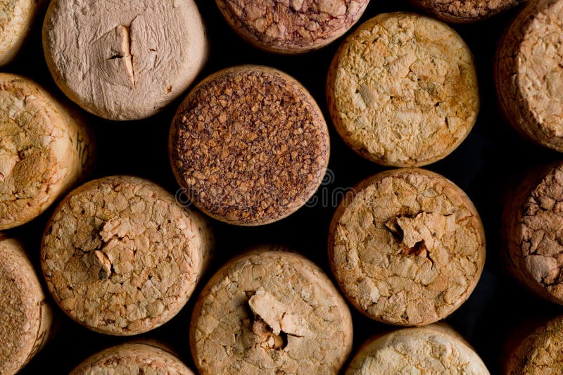 Wine Corks of Different Sizes, Standing Upright on an Old Wooden ...