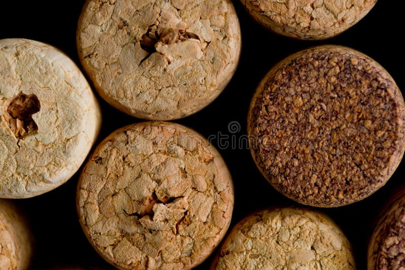 Wine Corks of Different Sizes, Standing Upright on an Old Wooden ...