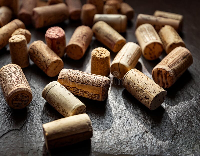 Wine Corks Scattered Randomly on a Rough Stone Surface with Dramatic ...