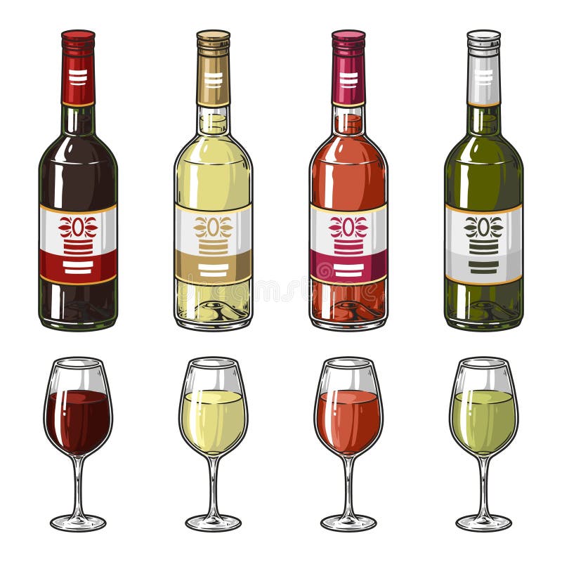 Wine Drink Set Elements Colorful Stock Vector - Illustration of symbol, element: 289919966