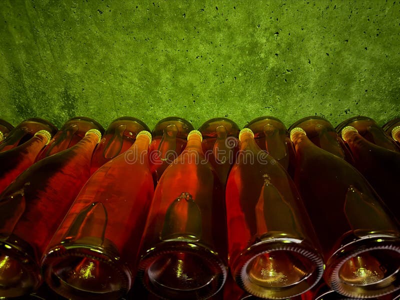 Wine Dusty Bottle on the Winery Stock Image - Image of line, champagne ...