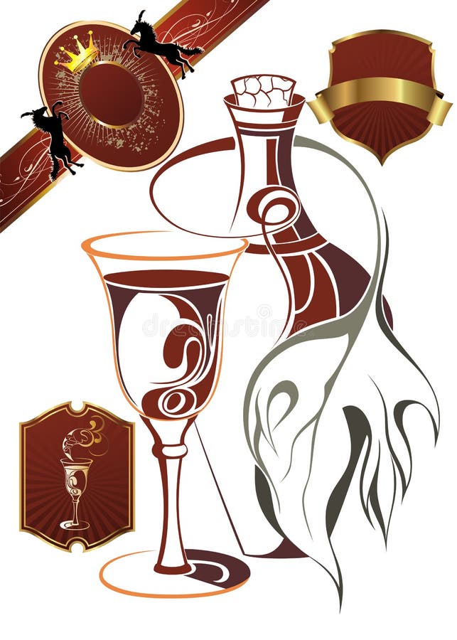 Wine elements stock vector. Illustration of horticulture - 13968874