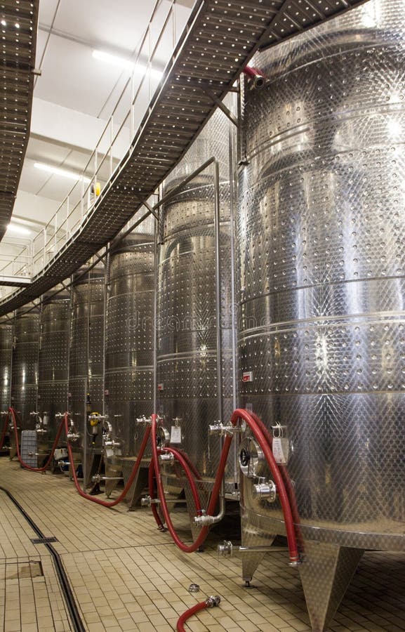 Wine Factory Aluminum Barrels Stock Photo - Image of cold, juice: 52198682