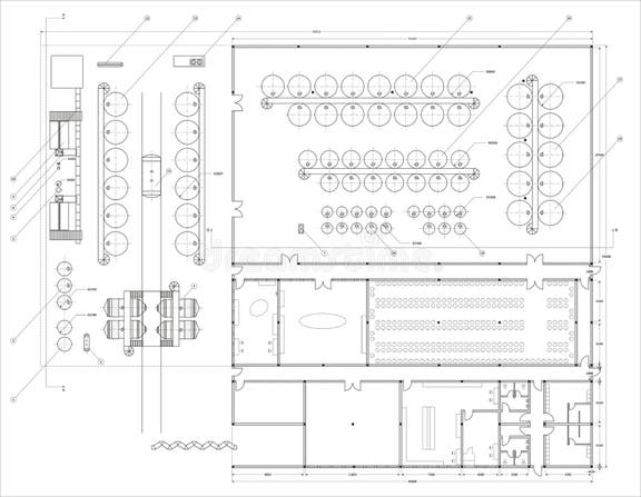 Wine Factory Blueprint 2D Draft Stock Illustration - Illustration of ...