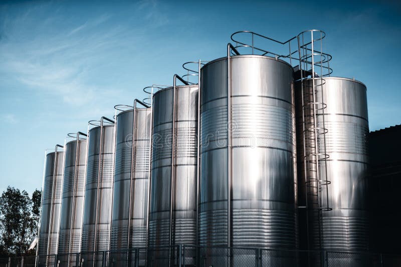 Wine factory tanks outside stock image. Image of factory - 90055225