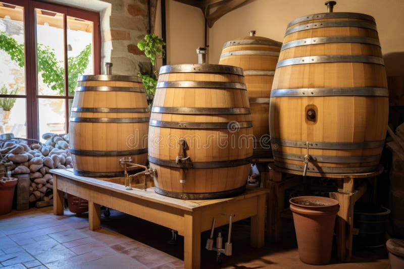 Wine Fermentation Process in Oak Barrels Stock Image - Image of drink ...