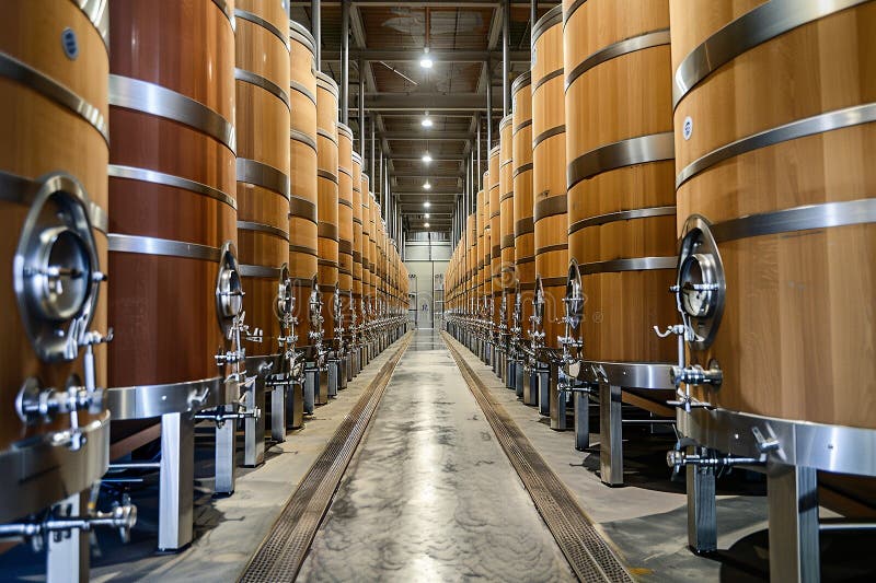 Wine Fermentation Tanks in Modern Wine Factory Stock Image - Image of ...