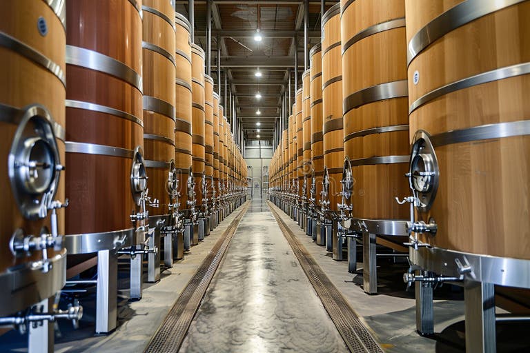 Wine Fermentation Tanks in Modern Wine Factory Stock Image - Image of ...