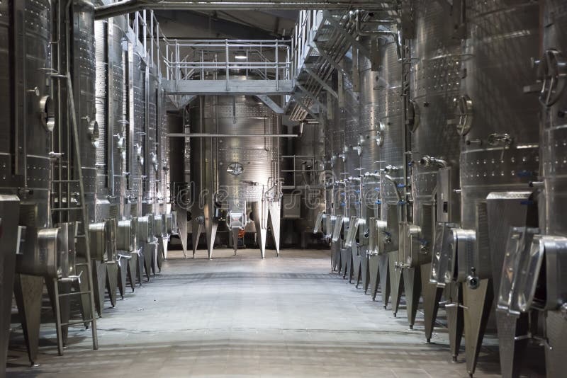 Wine Fermentation in Big Vats Stock Photo - Image of tanks, metal: 26843822