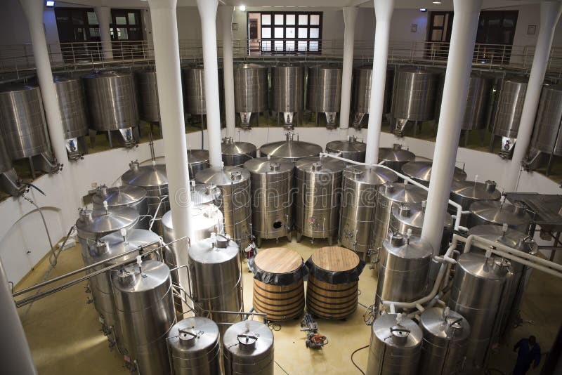 Wine Fermentation in Big Vats Stock Photo - Image of tanks, metal: 26843822