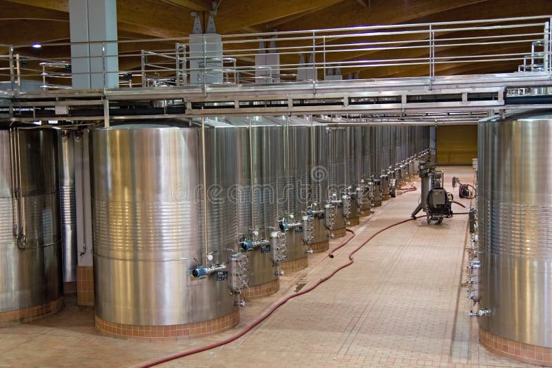 Wine fermentation vats stock image. Image of machinery - 3550021
