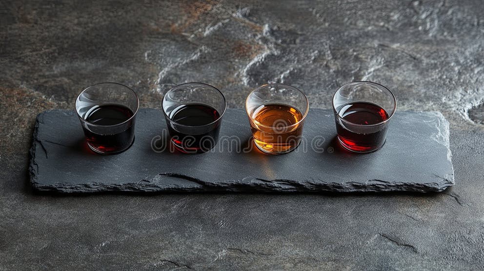 Wine Flight Served on Slate Tray. Stock Photo - Image of flight ...