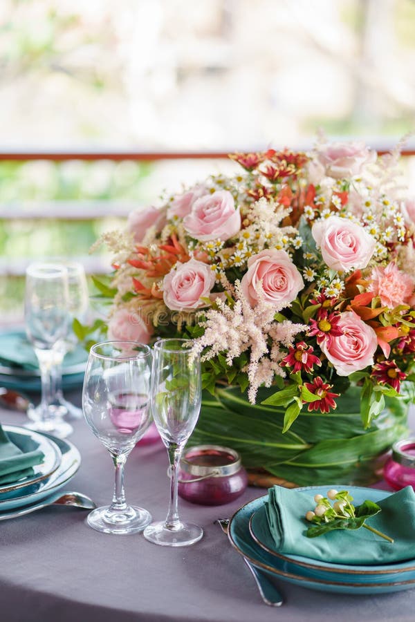 Wine Glass Arranged on the Lunch Table Stock Photo - Image of elegant ...