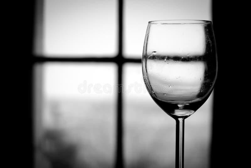 Wine Glass in Black and White Stock Image - Image of glass, bottle ...