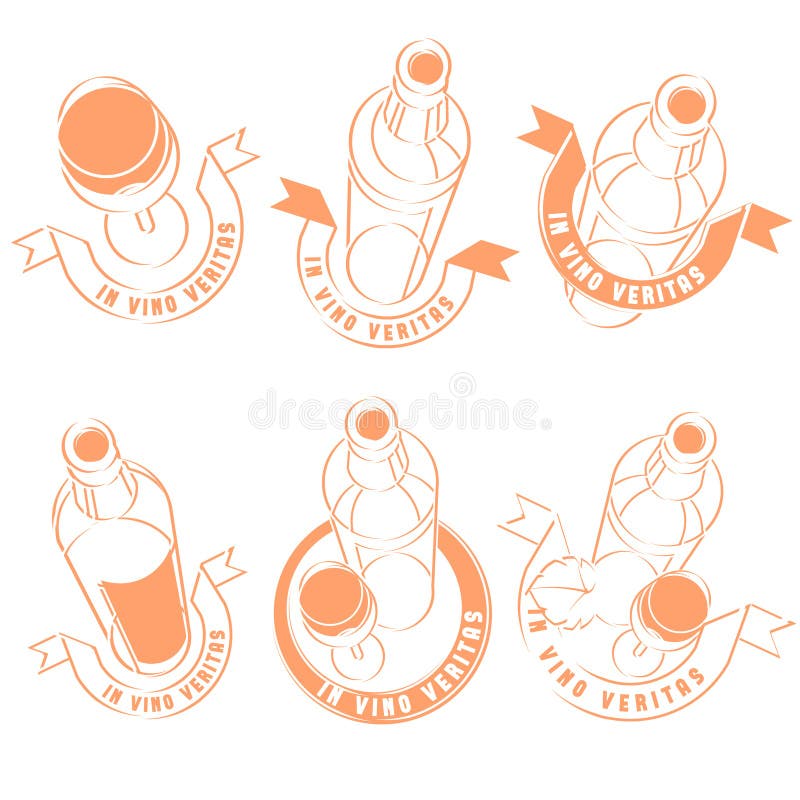 Wine Glass Bottle Label Set Stock Vector - Illustration of line ...