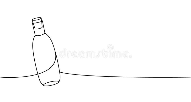 Wine Glass Bottle One Line Continuous Drawing. Empty Glass or Plastic ...