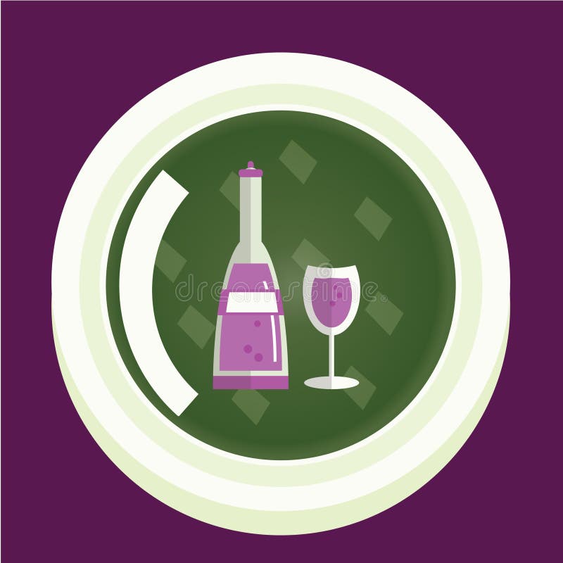 Wine and Glass Button. Vector Illustration Decorative Design Stock ...