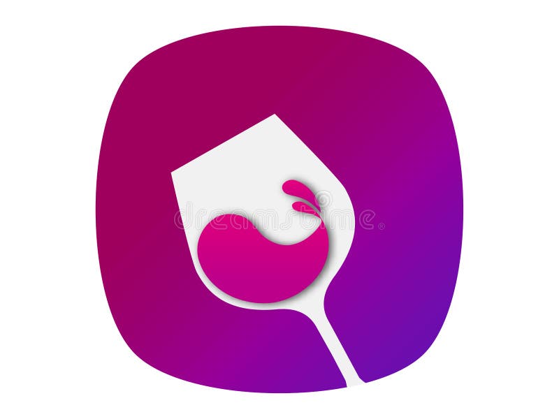 Wine in Glass Colored App Icon Stock Vector - Illustration of heart, ñ ...
