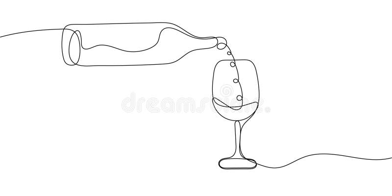 Wine Glass Continuous Pattern On A White Background A Continuous Simple Drawing Of A Glass Of