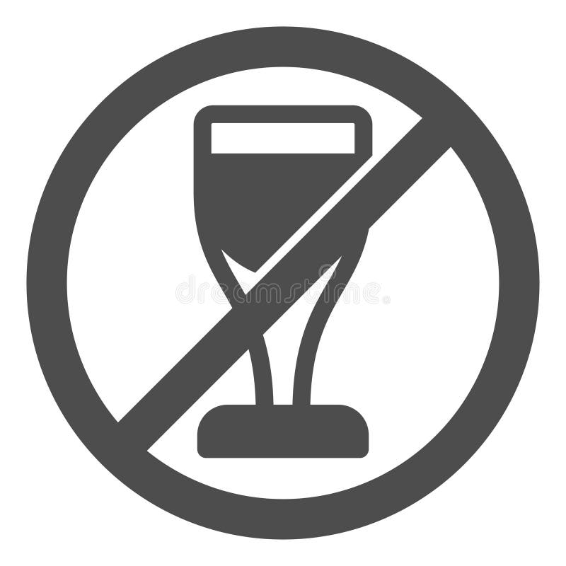 Wine Glass Cup Ban Solid Icon, Prohibited Elements Concept. Vector ...