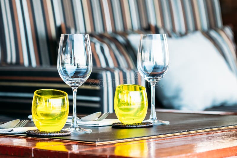 Wine Glass with Dining Set Prepare for Breakfast Lunch or Dinner on ...