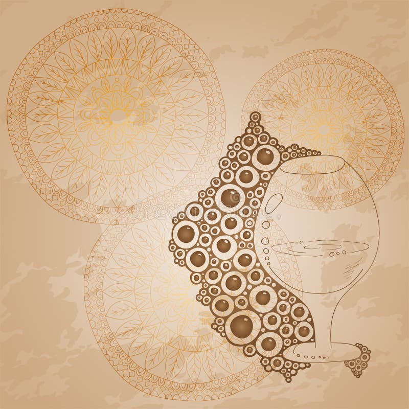 Wine Glass with the Doodle Circular Pattern Stock Vector - Illustration ... Wine Glass with the Doodle Circular Pattern Stock Vector - Illustration ...