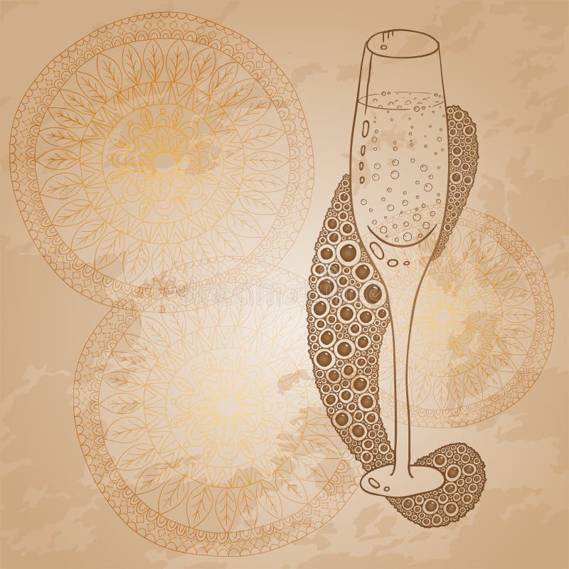 Wine Glass with the Doodle Circular Pattern Stock Vector - Illustration ... Wine Glass with the Doodle Circular Pattern Stock Vector - Illustration ...