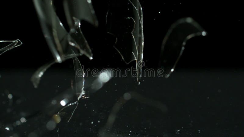 Wine Glass Falling and Breaking on Black Background Stock Footage ...