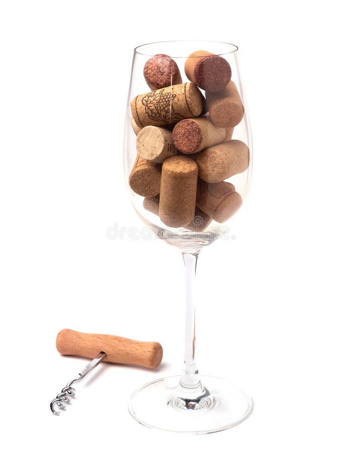 Wine Glass Filled with Wine Corks Stock Photo - Image of winery ...