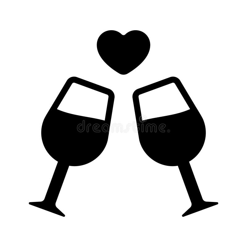 Wine Glass with Heart Denoting Icon of Love Toast Stock Vector ...