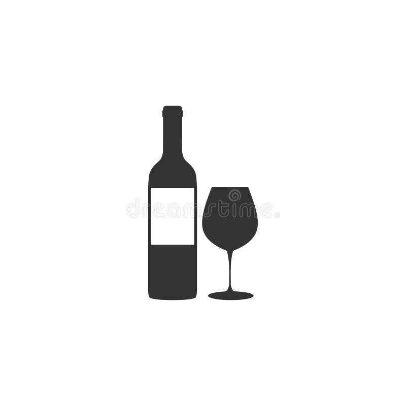 Wine with Glass Icon in Simple Design. Vector Illustration Stock Vector ...