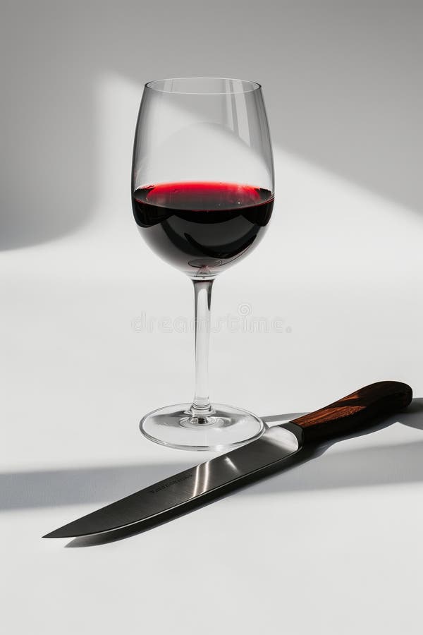 A Wine Glass with a Knife Next To it Stock Illustration - Illustration ...