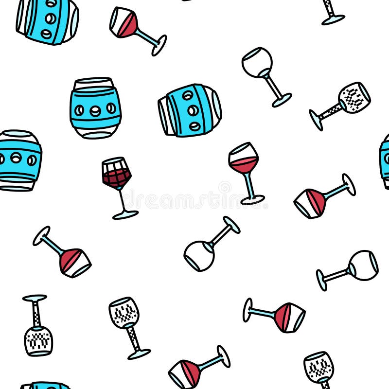 Wine Glass Red Drink Alcohol Vector Seamless Pattern Stock Illustration ...